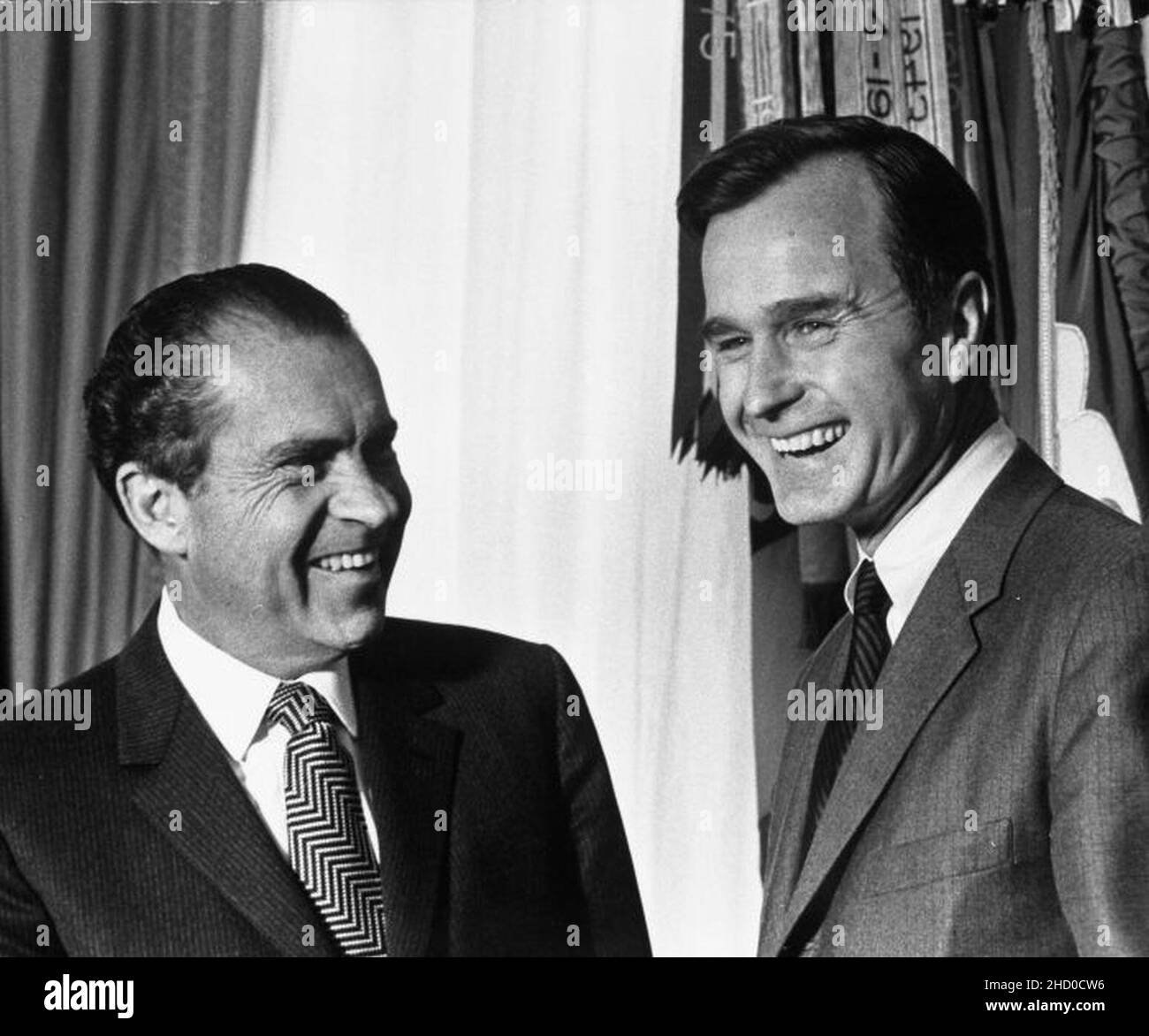 Richard Nixon with George H. W. Bush Stock Photo - Alamy