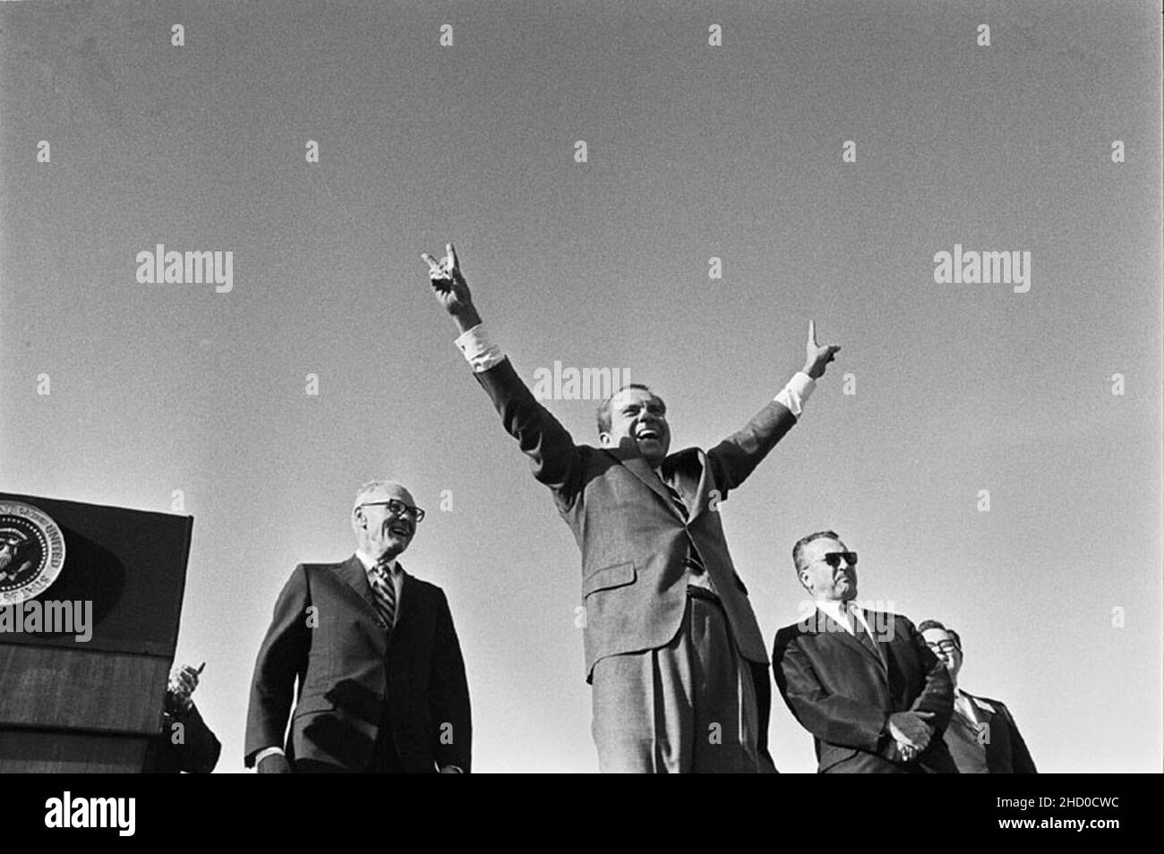Richard Nixon victory wave Stock Photo - Alamy