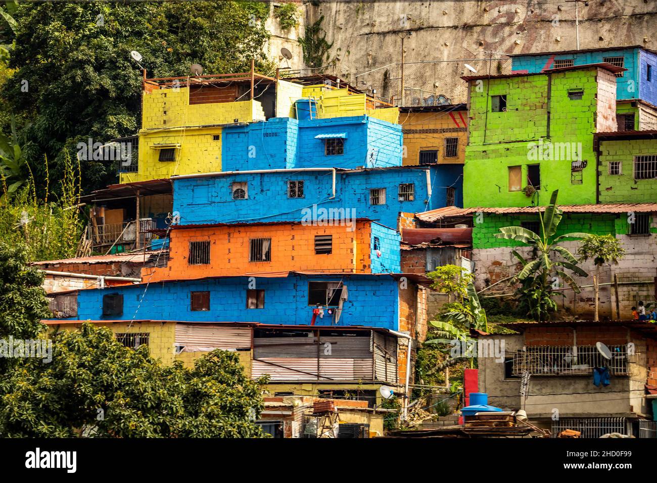 Colorful residential buildings in Caracas Venezuela capital on the hill ...