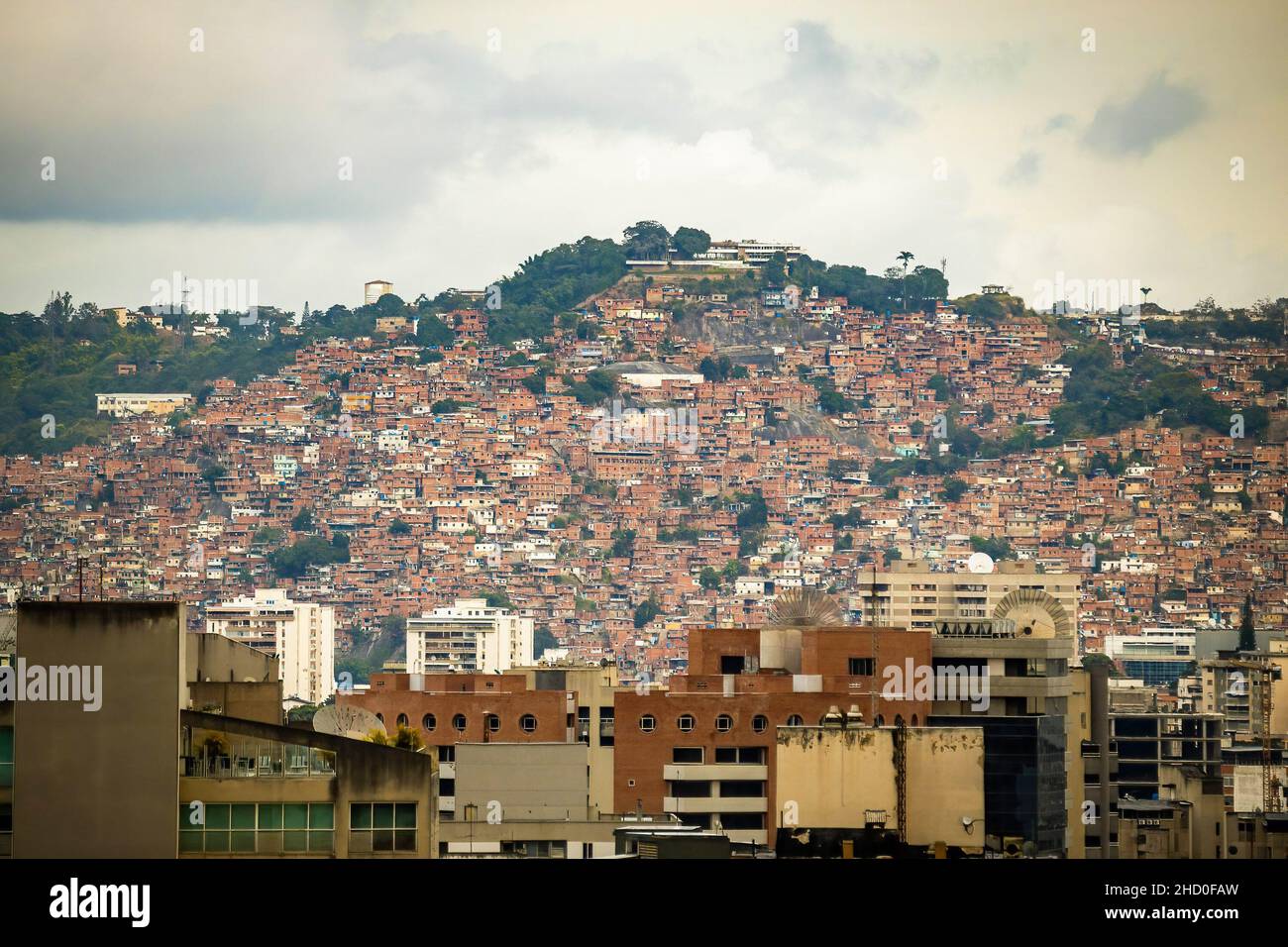 Urban residential buildings on hill in Caracas Venezuela capital at day ...
