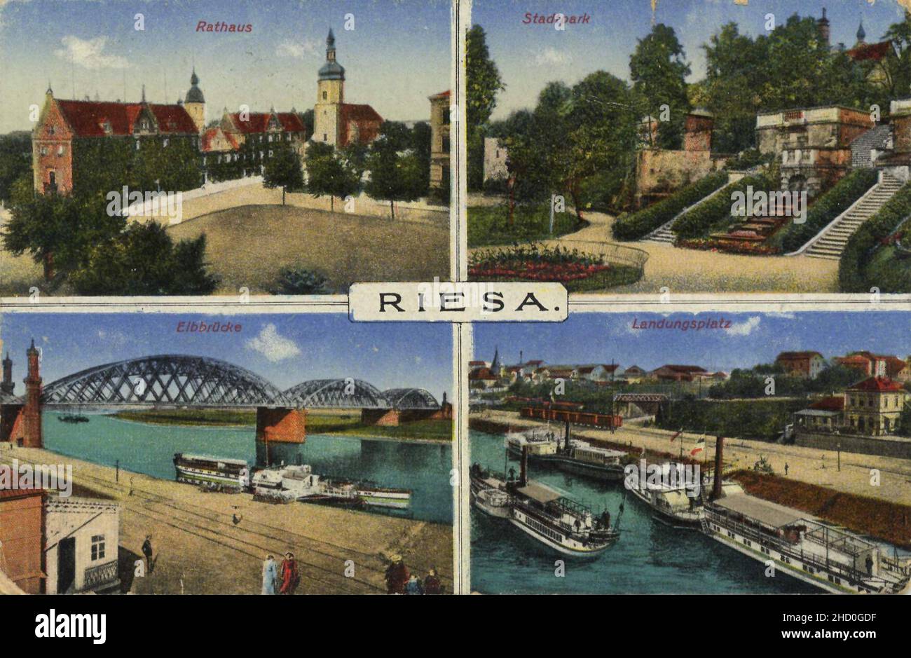 Riesa, Sachsen - Rathaus; Stadtpark; Elbbrücke Stock Photo - Alamy