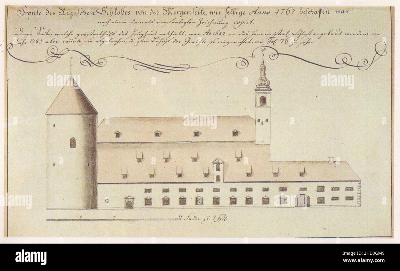 Riga castle from east in 1767 by Brotze Stock Photo - Alamy
