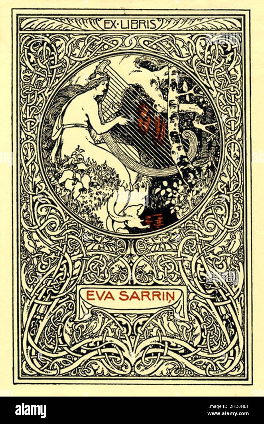 Rihards Zariņš, Bookplate Eva Zariņš ('Ex Libris Eva Sarrinc'), 1898 ...