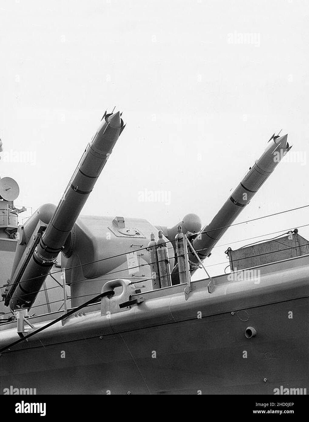 RIM-8 Talos missiles aboard USS Columbus (CG-12), in 1962 Stock Photo ...