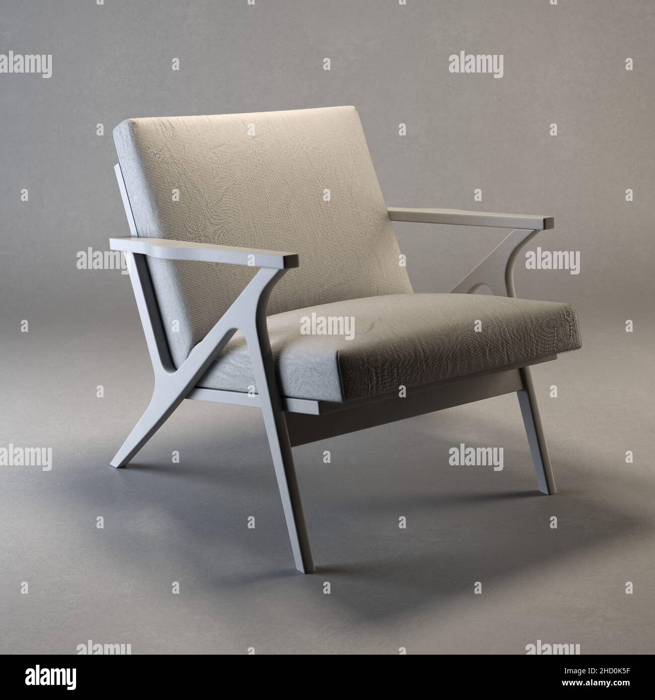 3d Rendering Cavett Wooden Chair Clay Model Front Angled view on ...
