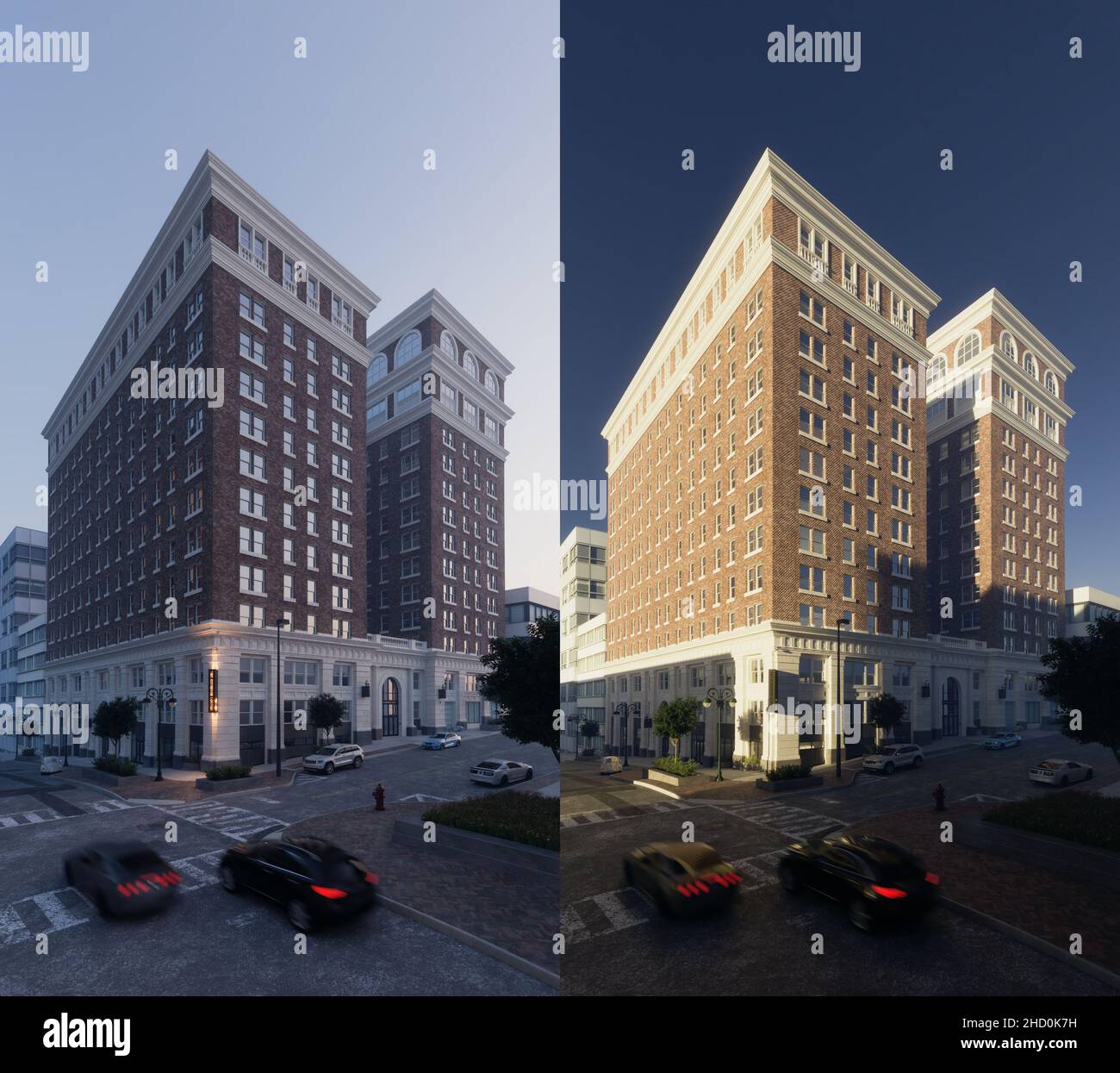 3d Rendering multi story commercial building visualization showing two ...