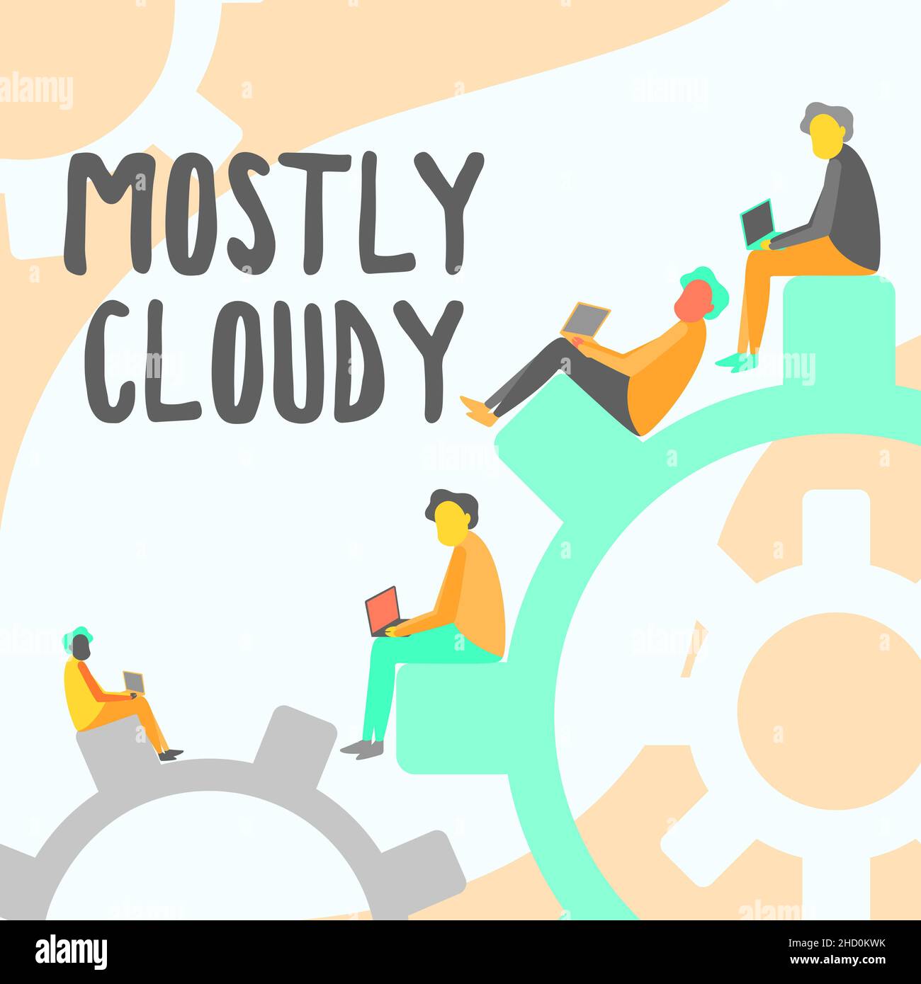 Conceptual caption Mostly Cloudy. Business approach Shadowy Vaporous ...