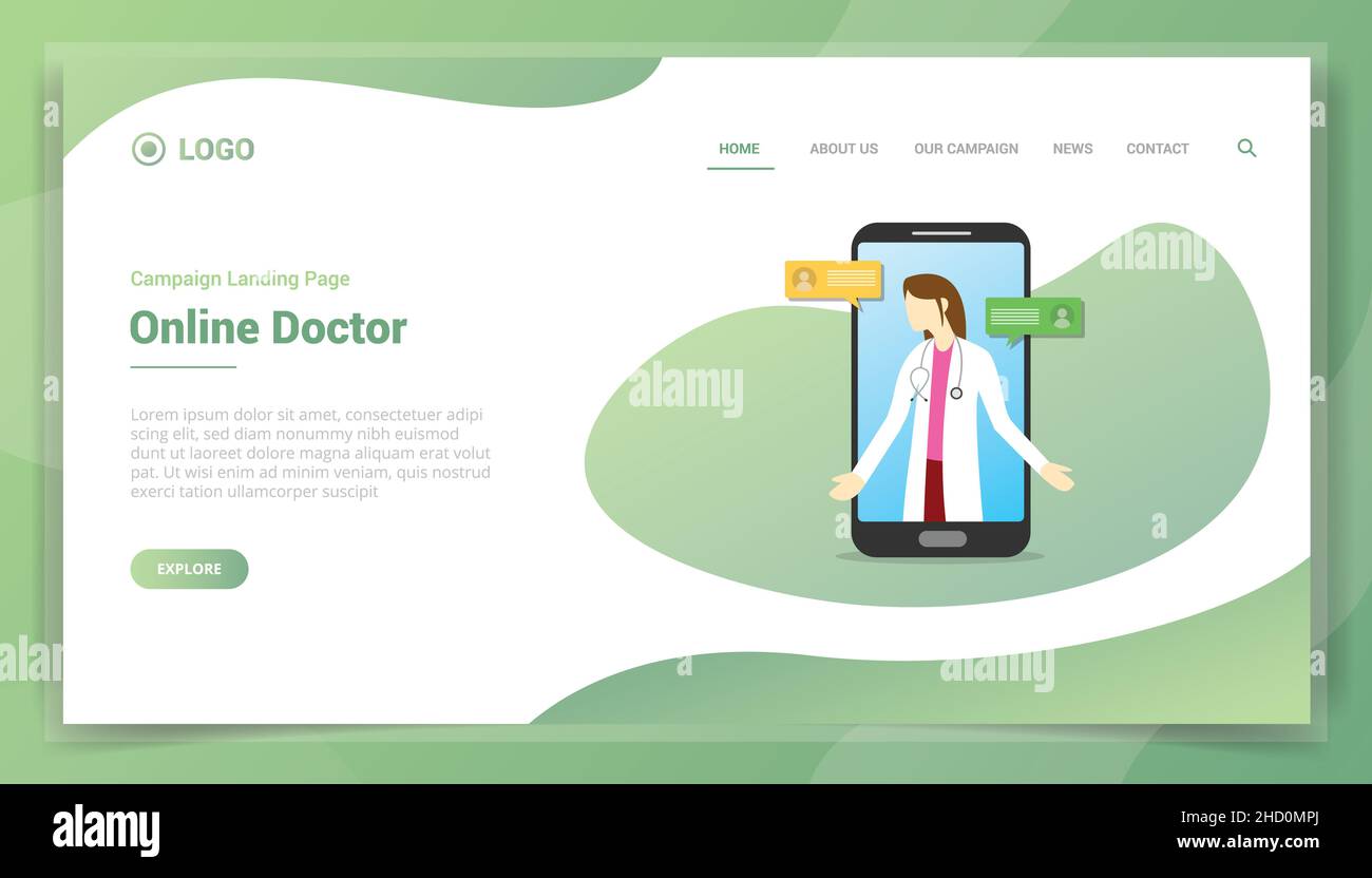 online doctor concept for website template landing homepage vector ...