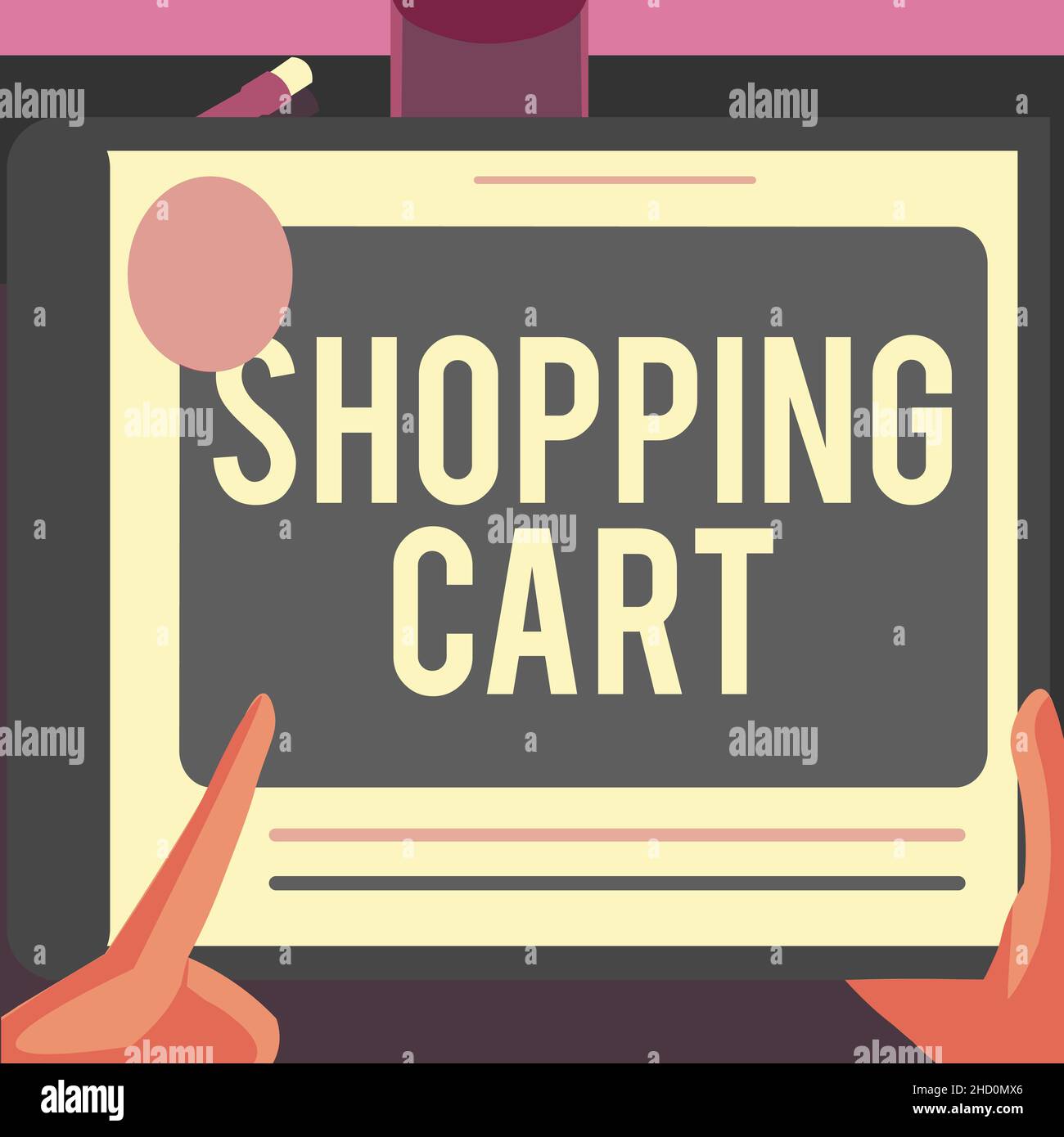 Conceptual caption Shopping Cart. Word for Case Trolley Carrying ...