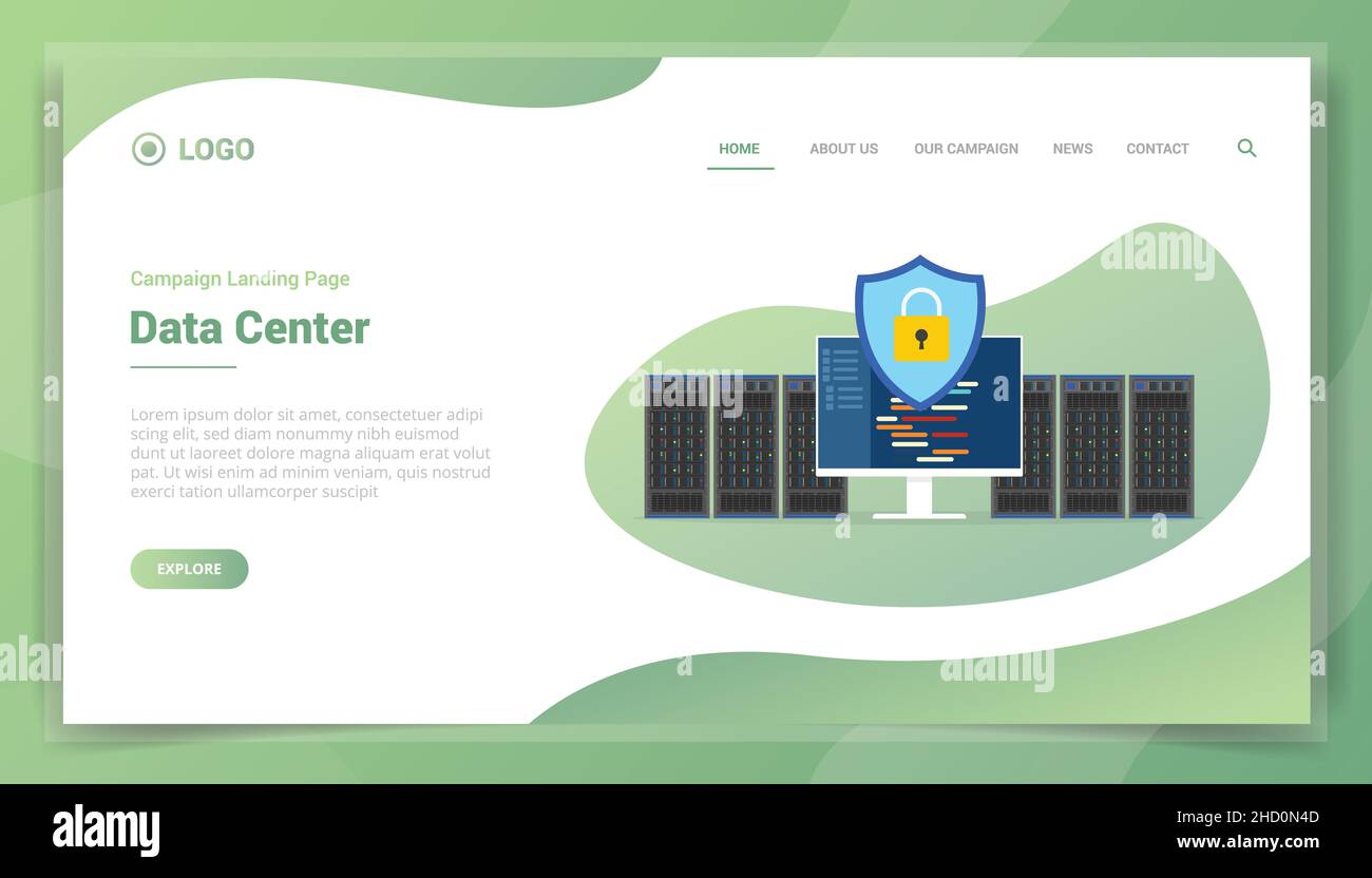 data center technology concept for website template landing homepage ...