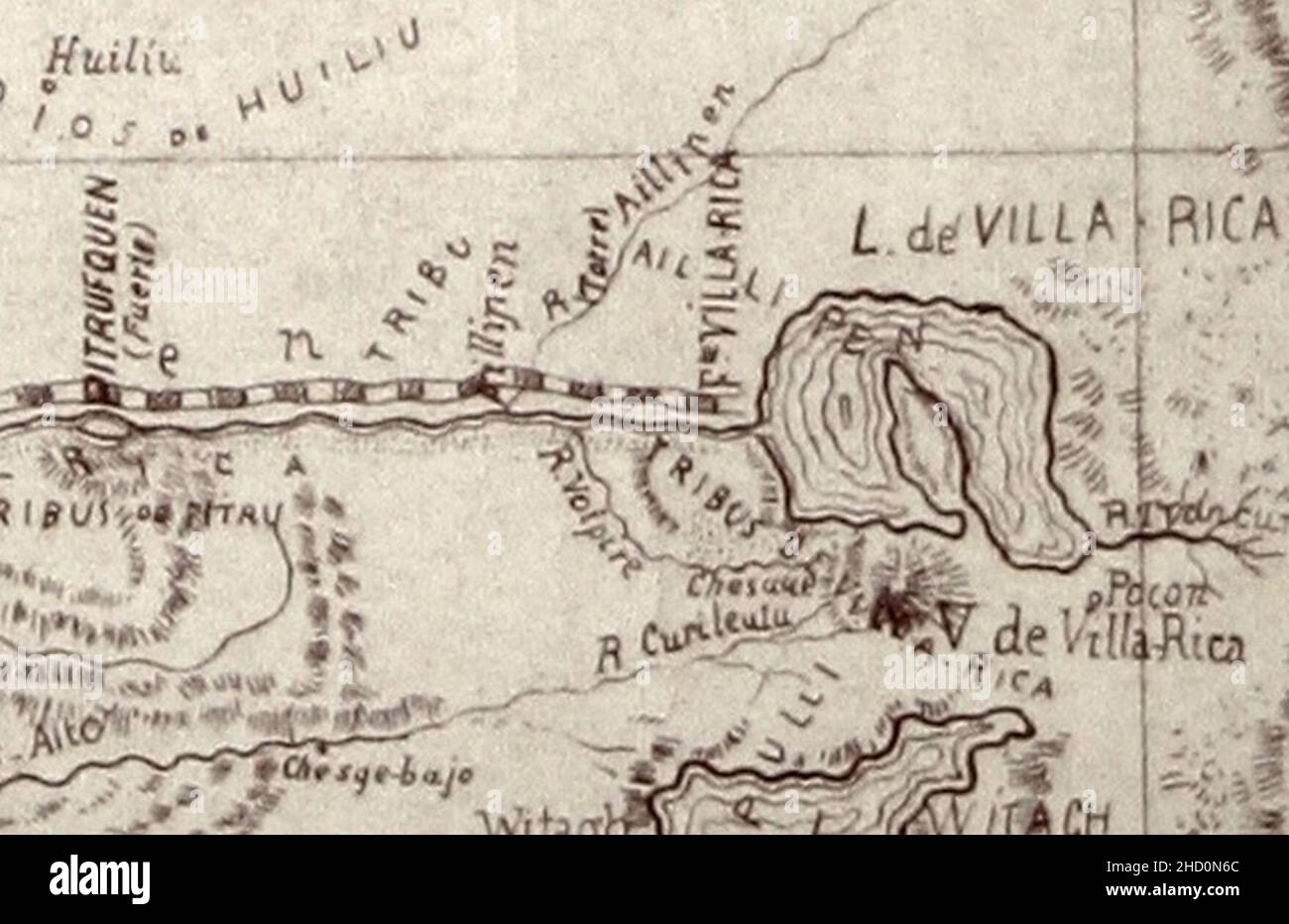 Rio Tolten alto en el Plano de Arauco y Valdivia 1870 Stock Photo - Alamy