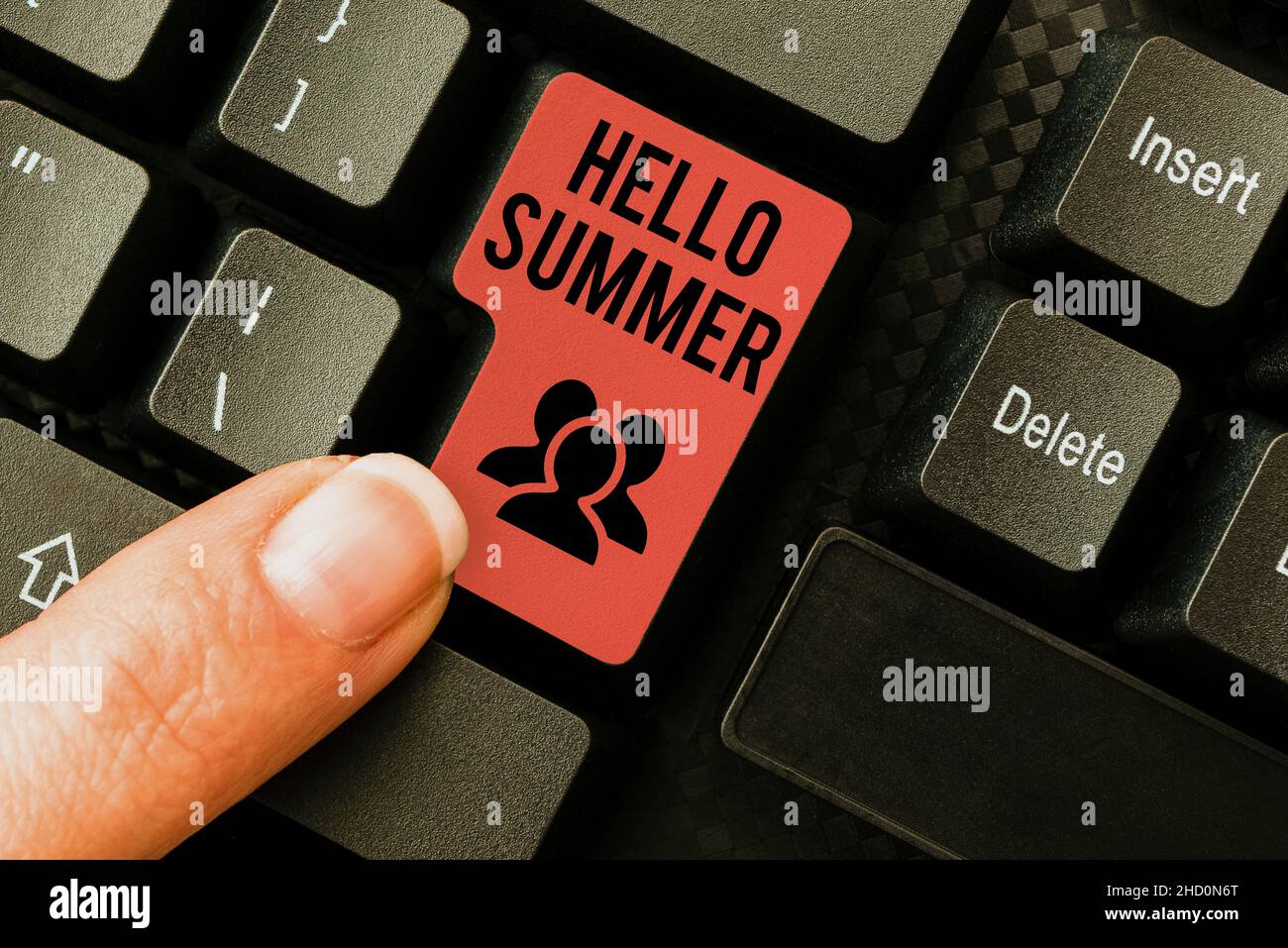 Hand writing sign Hello Summer. Business idea Welcoming the warmest ...