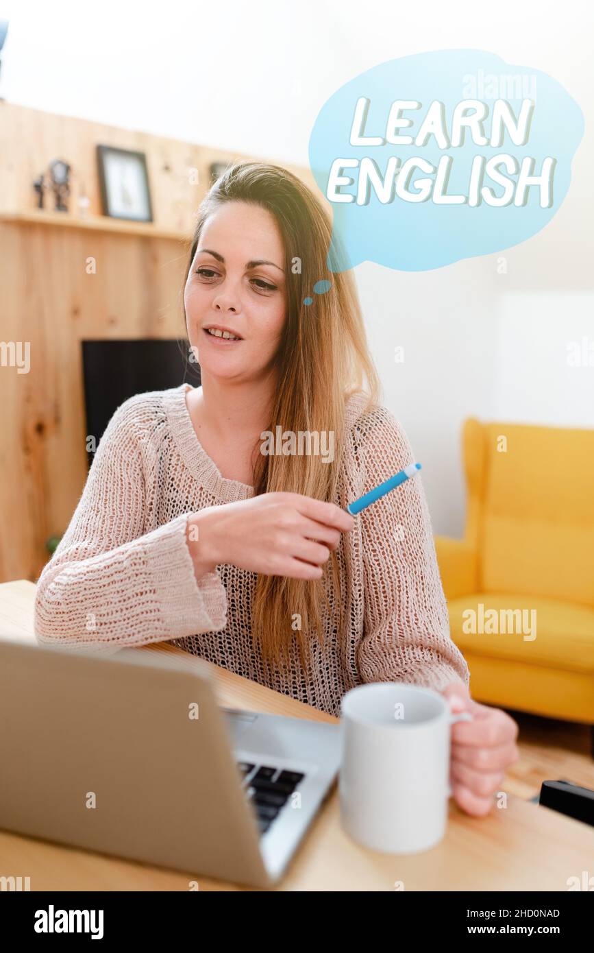 Text caption presenting Learn English. Business concept Universal ...