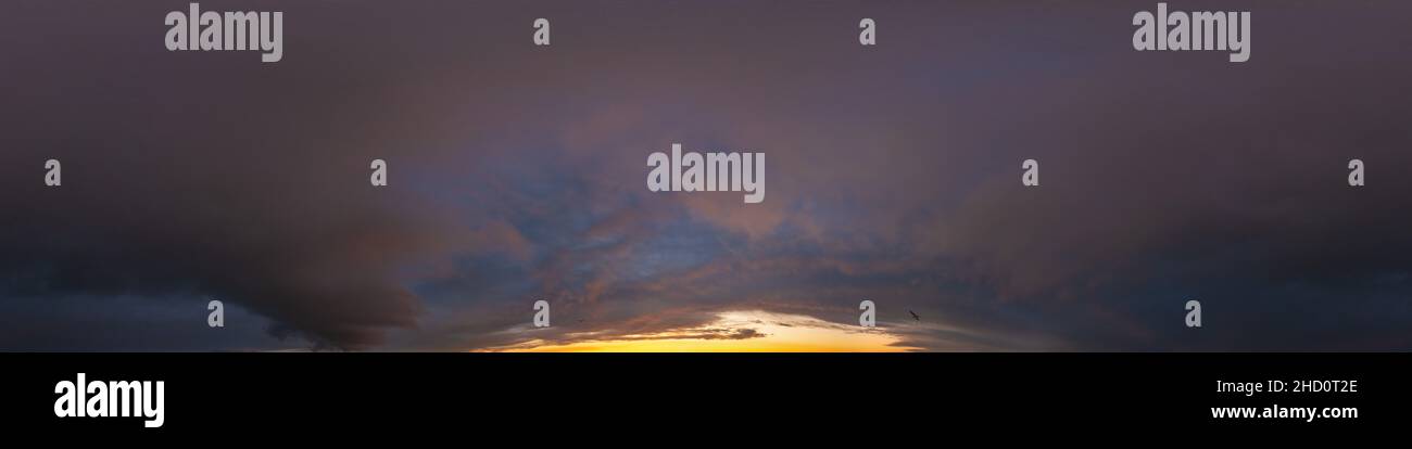 Dramatic sunset sky panorama with Cumulus clouds. Seamless hdr 360 pano ...