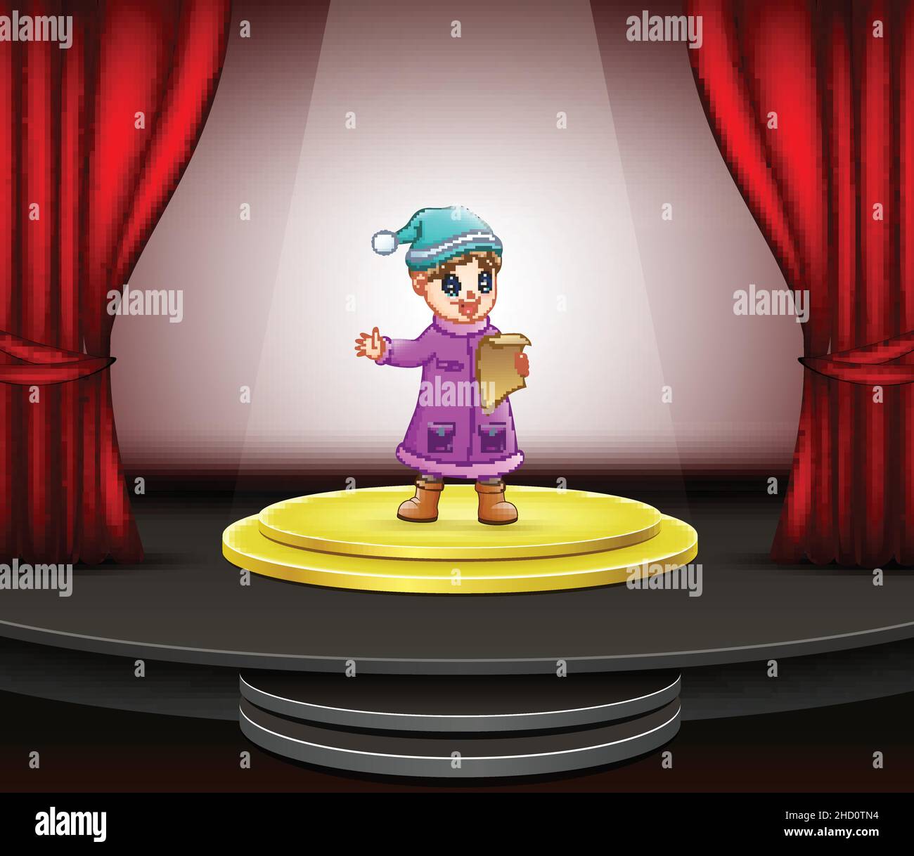 Cartoon of little boy singing on the stage Stock Vector Image & Art - Alamy