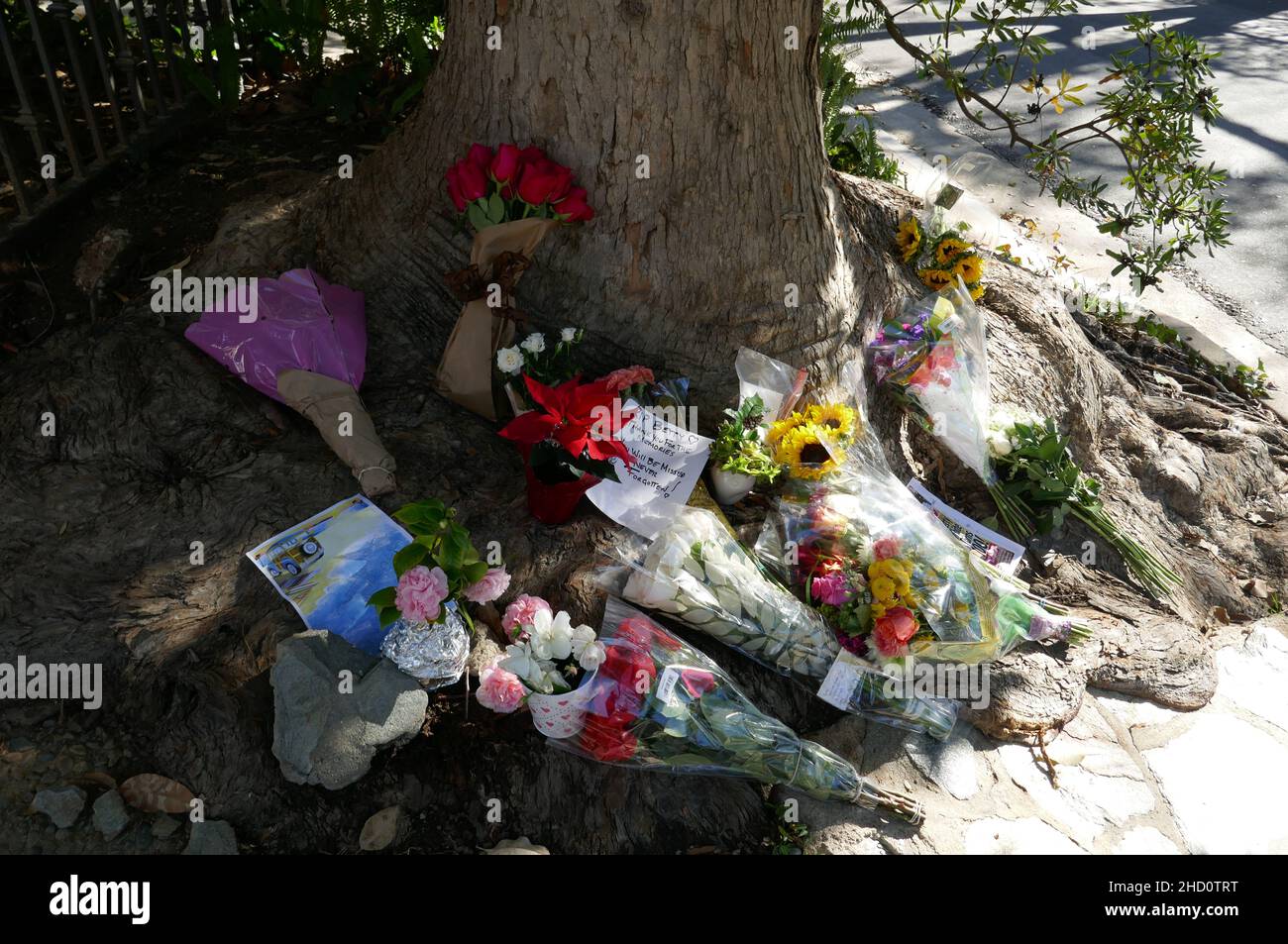 Los Angeles, California, USA 1st January 2022 Flowers and Notes Left in ...