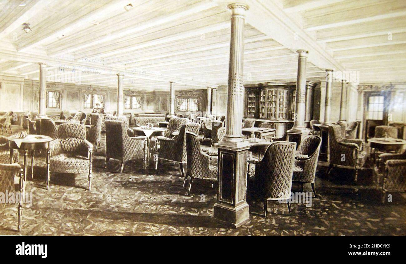 RMS Olympic second class library Stock Photo - Alamy