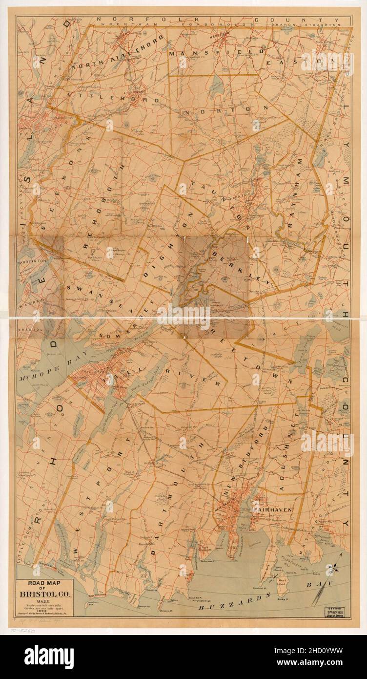 Road map of Bristol Co., Mass Stock Photo - Alamy