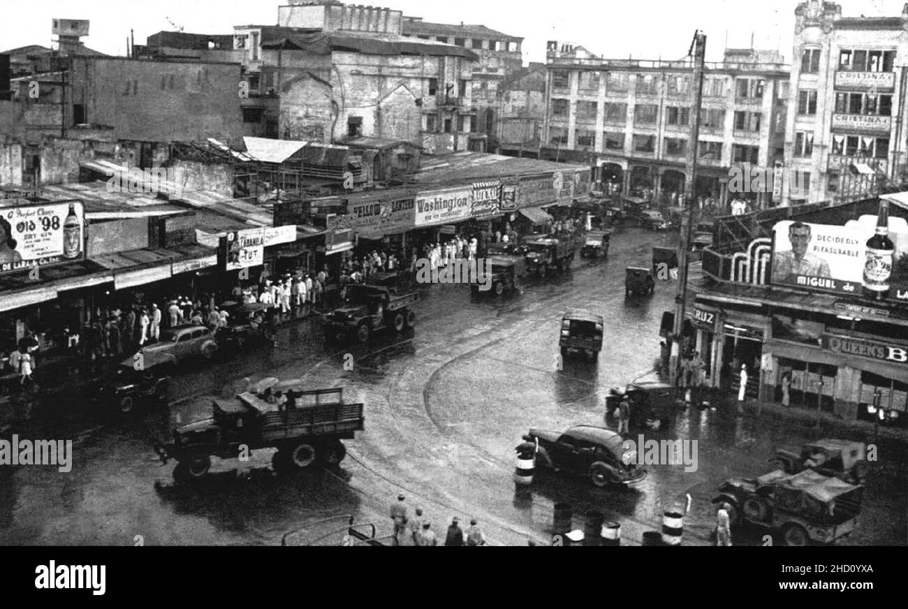 Road intersection in Manila, Philippines, circa in late 1945 Stock ...