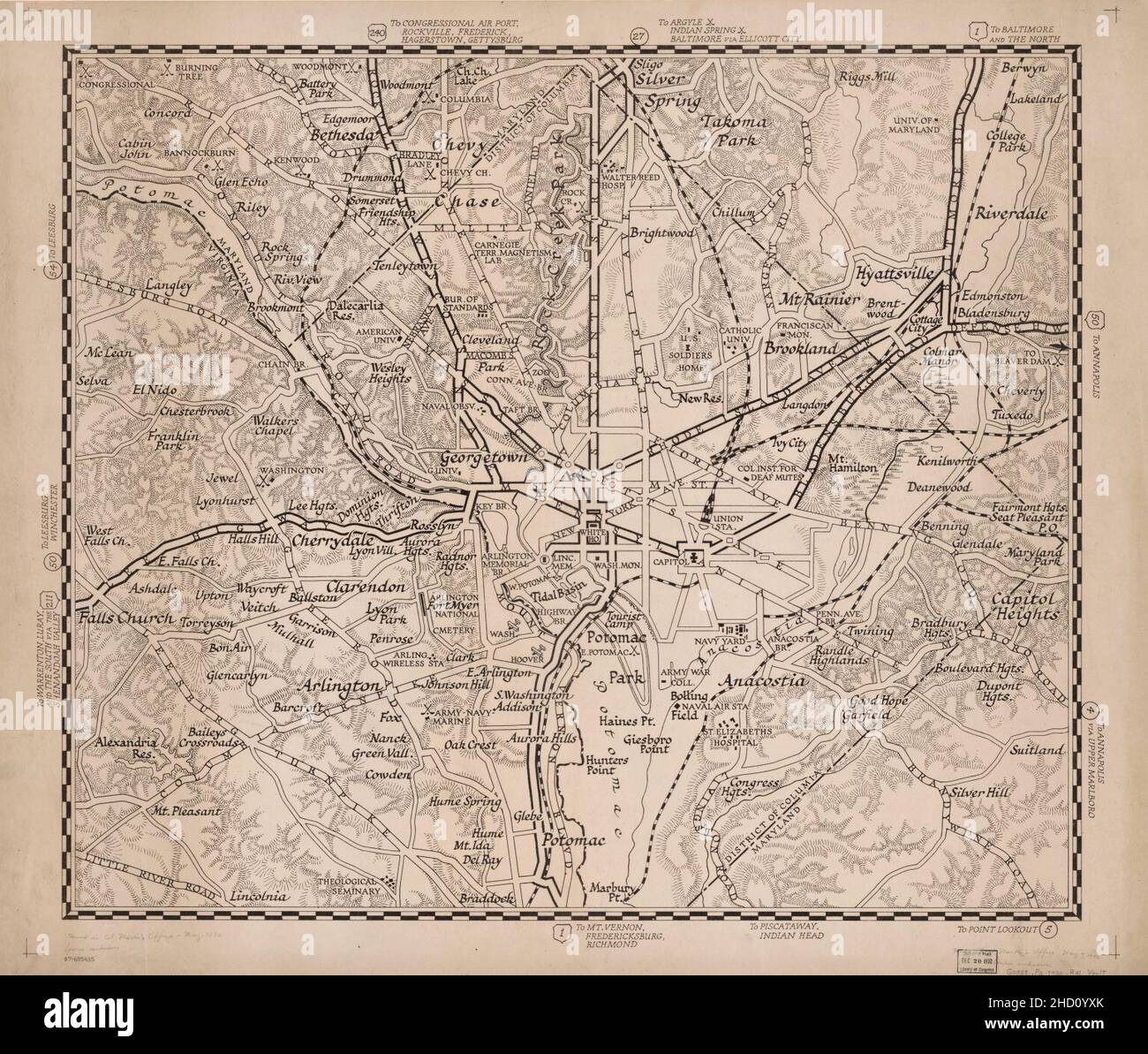 Road map of the Washington D.C. metropolitan area Stock Photo - Alamy