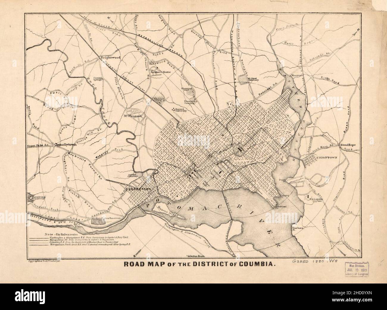 Road map of the District of Coumbia (sic Stock Photo - Alamy