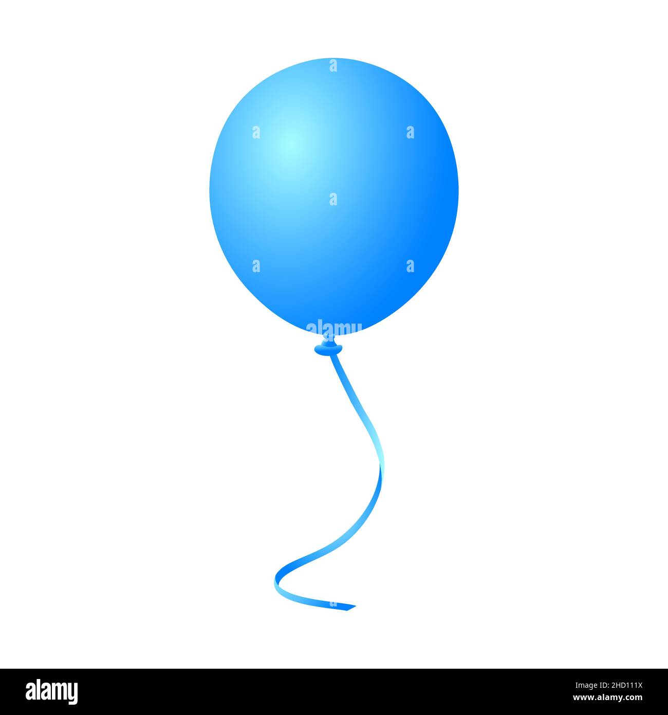 blue gradient balloon with ribbon cartoon vector illustration isolated ...