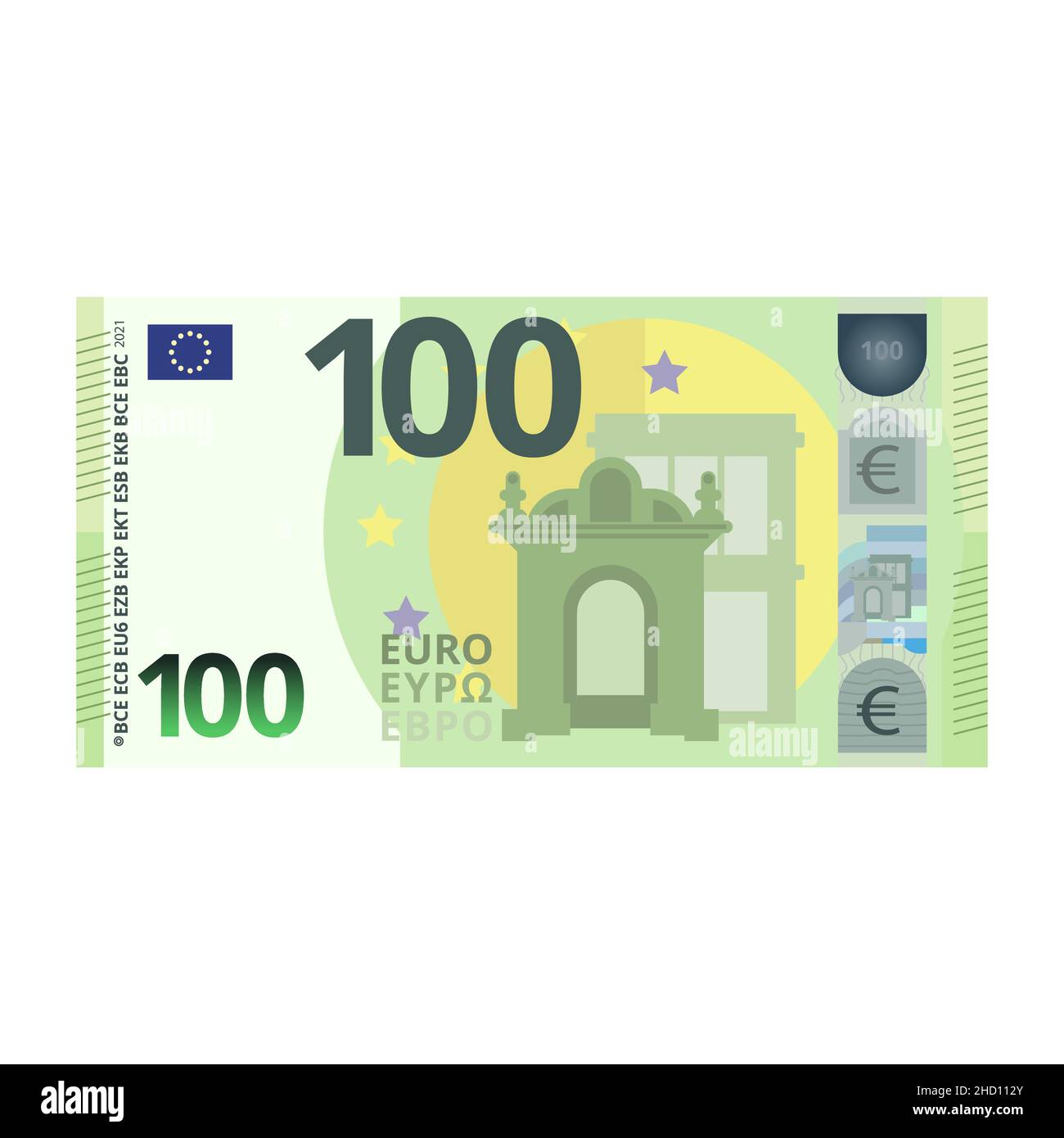 100 Euro money banknote cartoon vector illustration isolated object ...