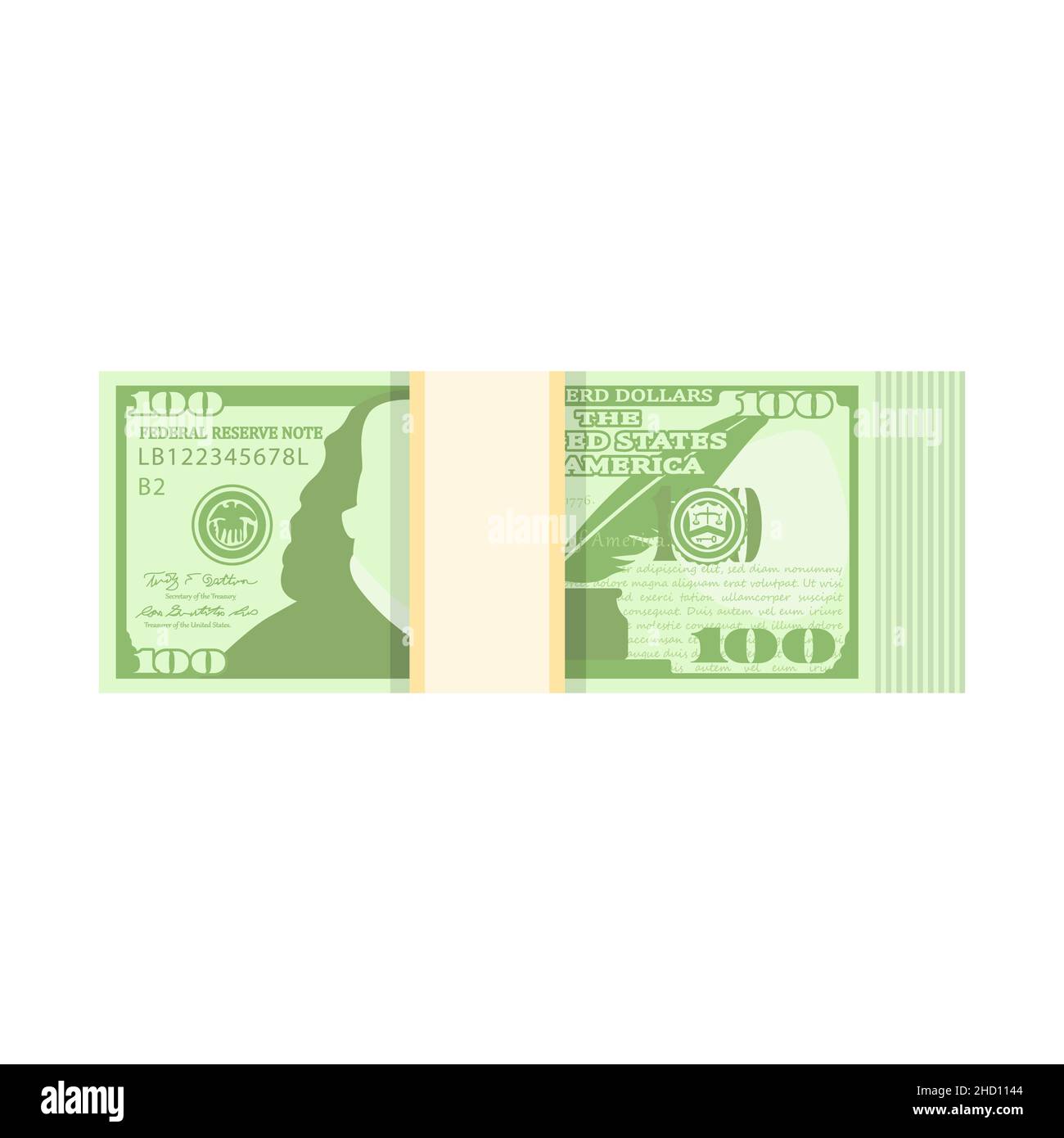 a bundle of 100 USD dollar banknote cartoon vector illustration ...