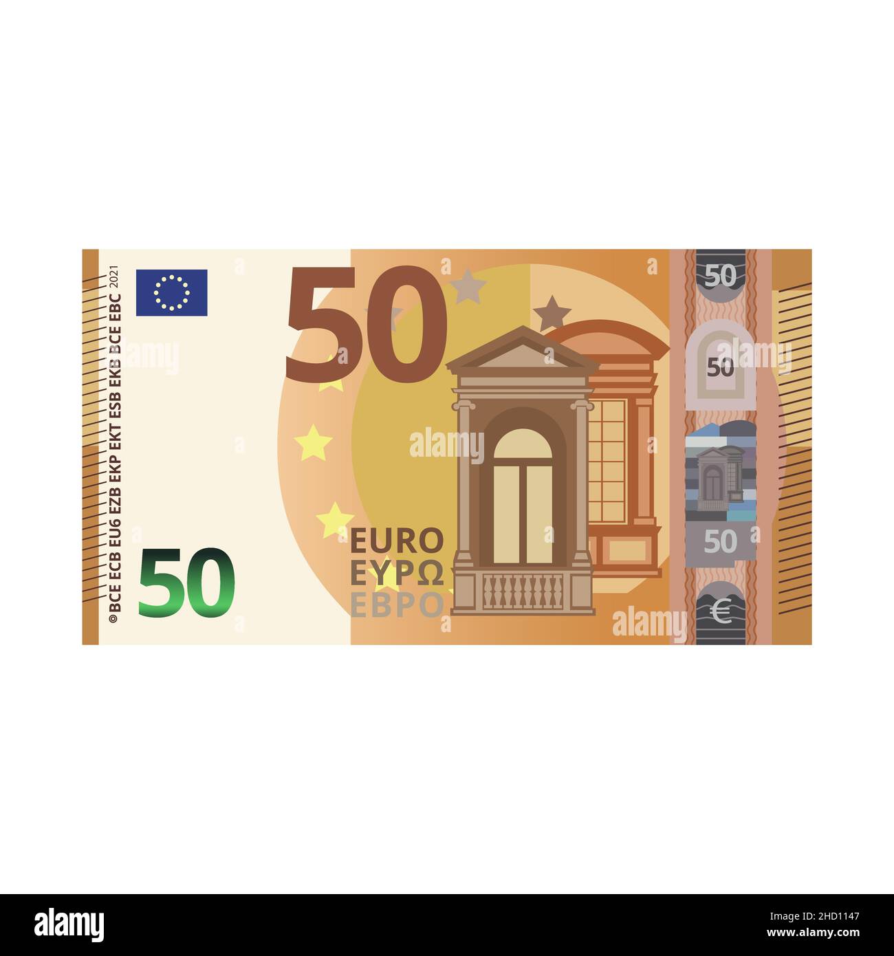 50 Euro money banknote cartoon vector illustration isolated object ...