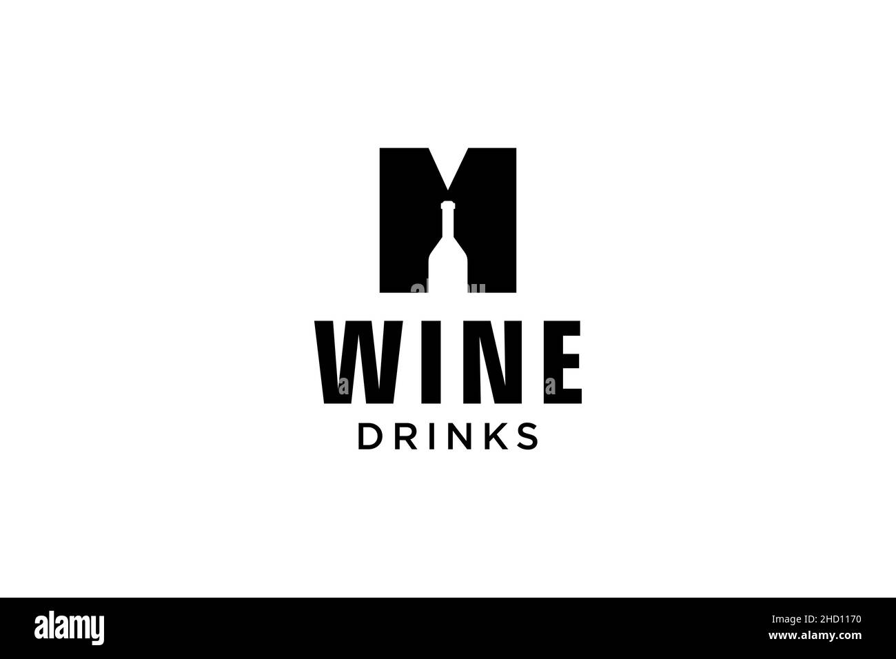 initial letter M with wine bottle logo design template vector Stock ...