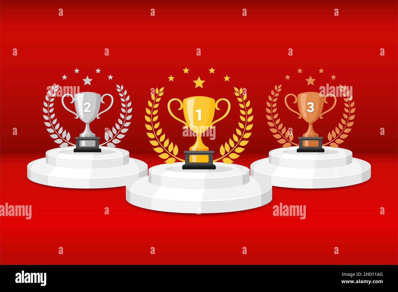 Gold silver bronze trophy cups. Game winner prize cups, goblet prize ...