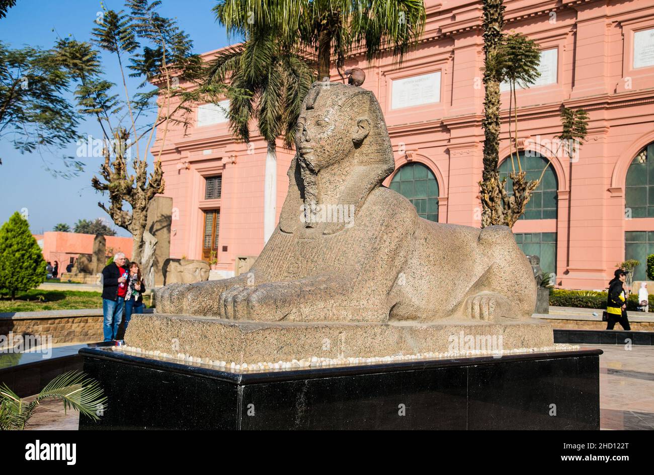 Cairo, Egypt - Jan 31, 2020: Statue in fromt of Egyptian Antiquities ...