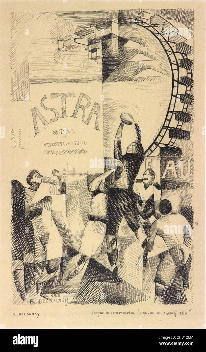 Robert Delaunay L'Équipe de Cardiff 1913 drawing Eindhoven Stock Photo ...