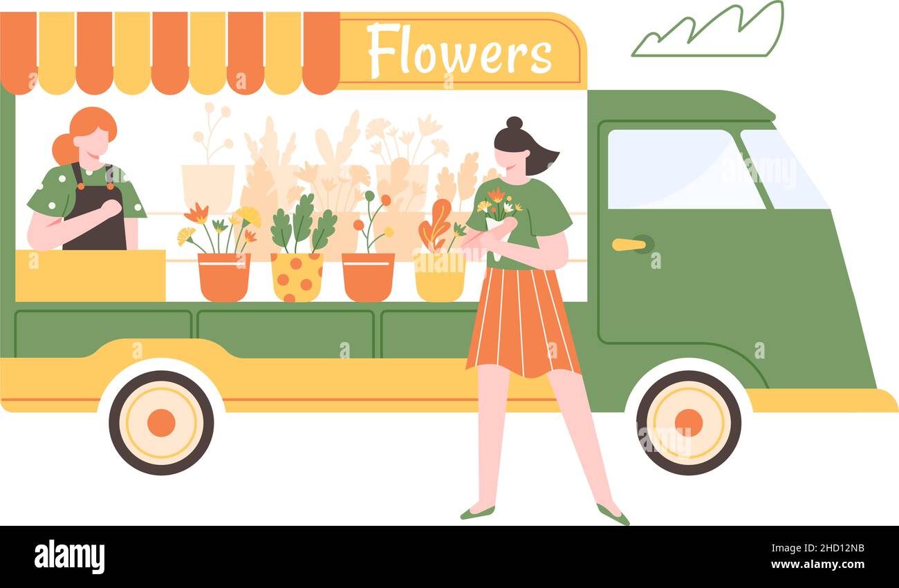 Truck flowers Stock Vector Images - Alamy