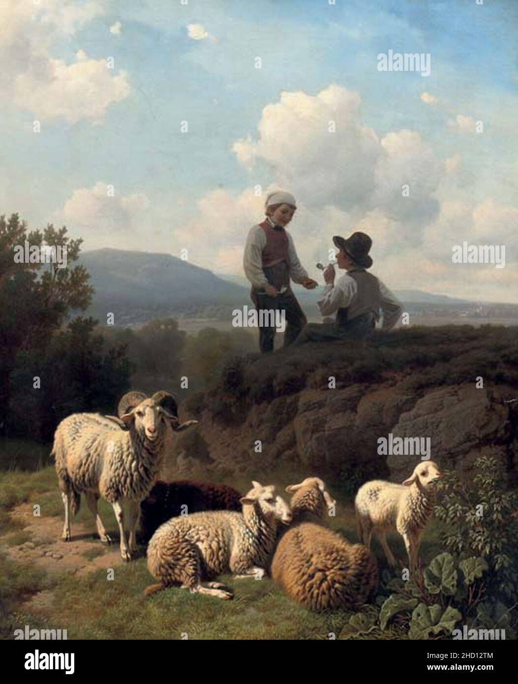 Robert Eberle - Young shepherds with their flock Stock Photo - Alamy