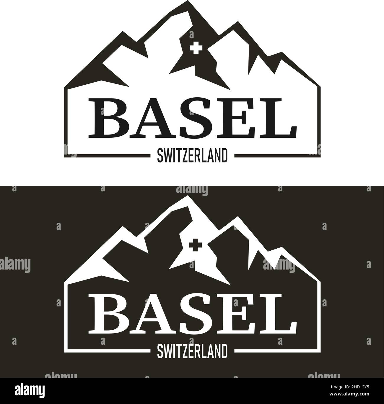 Basel, Switzerland mountain Logo. Adventure Landscape Design Vector ...