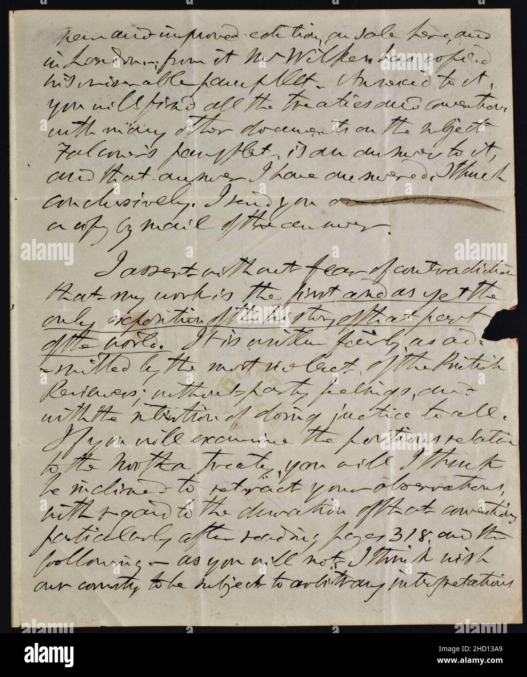 Robert Greenhow letter to the New York Tribune, 1845 Stock Photo - Alamy