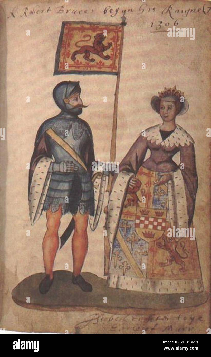 Robert I and Isabella of Mar, Seton Armorial Stock Photo - Alamy