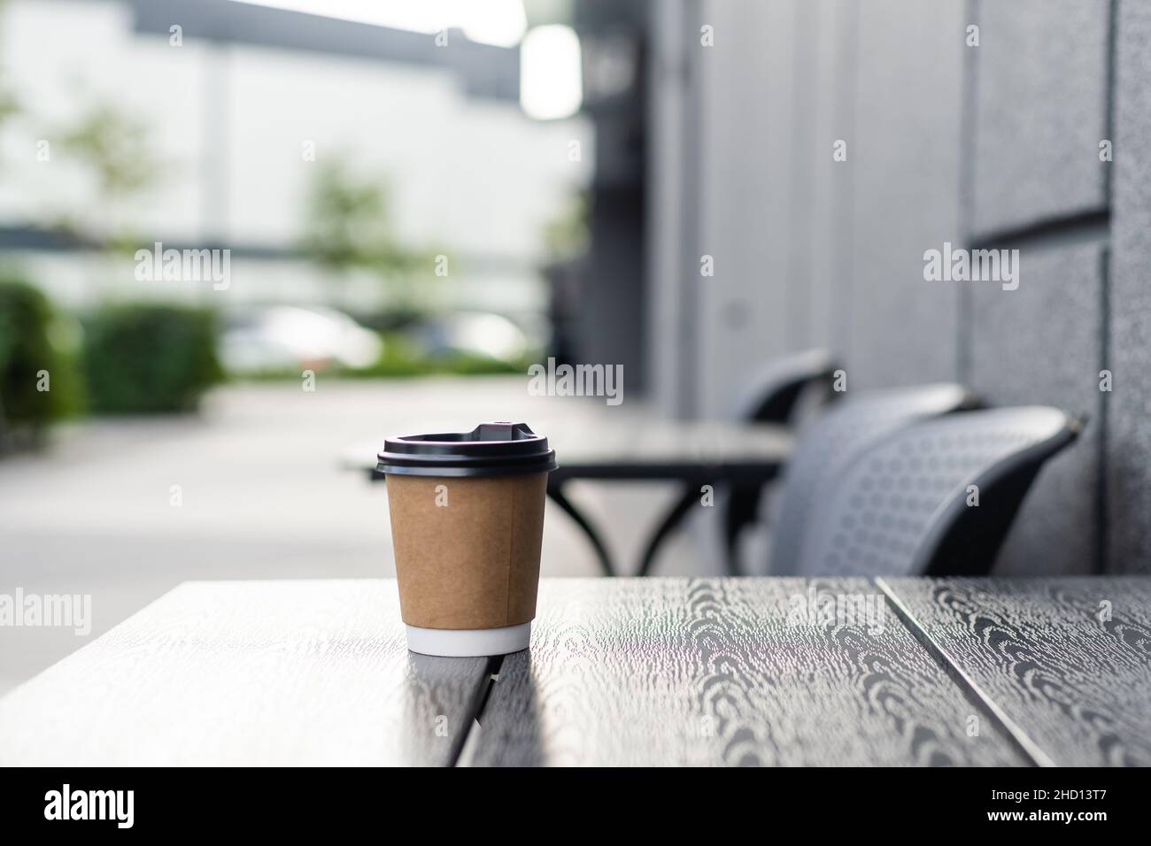 rooftop cafe, open terrace with wooden tables Stock Photo - Alamy