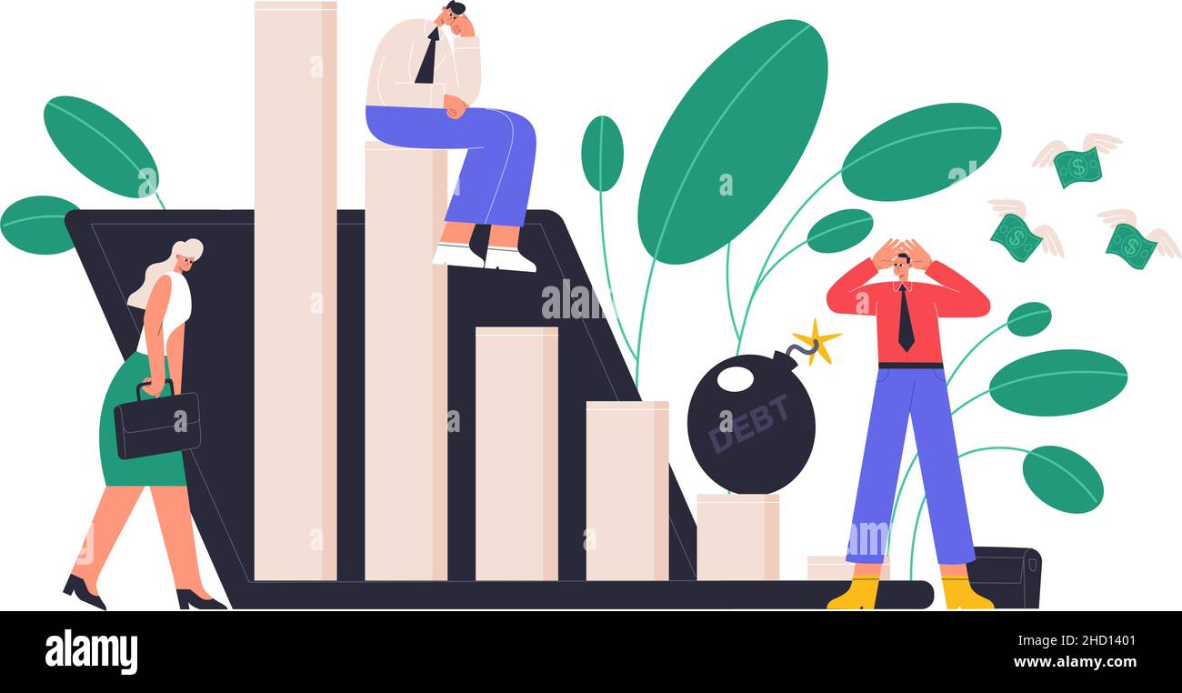 Business problems, bankruptcy, company ratings drop concept. Company ...