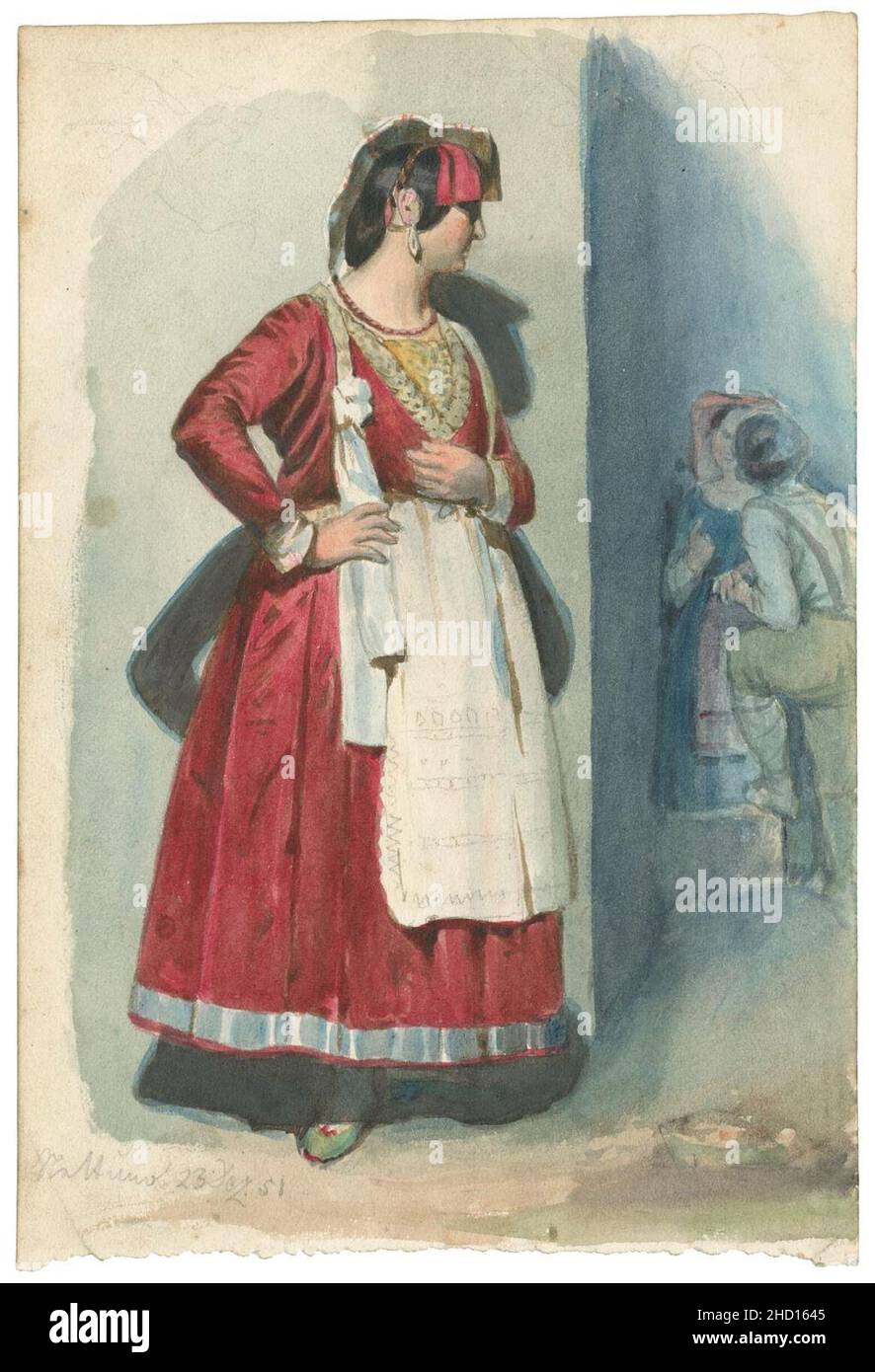 Robert Wessinger - Junge Frau aus Nettuno, die ein Liebespaar belauscht ...