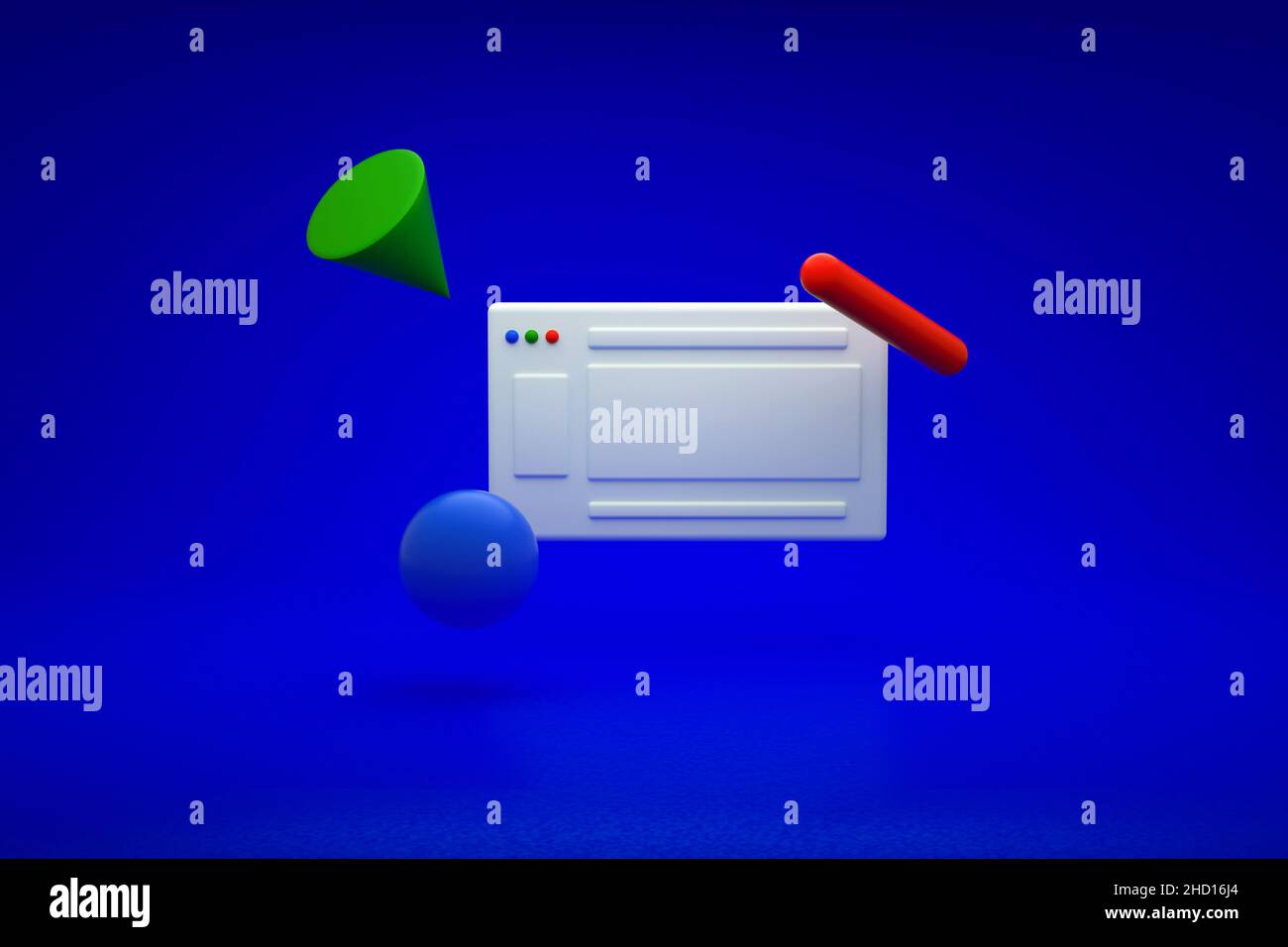 3D illustration of a form or notification on a blue isolated background ...