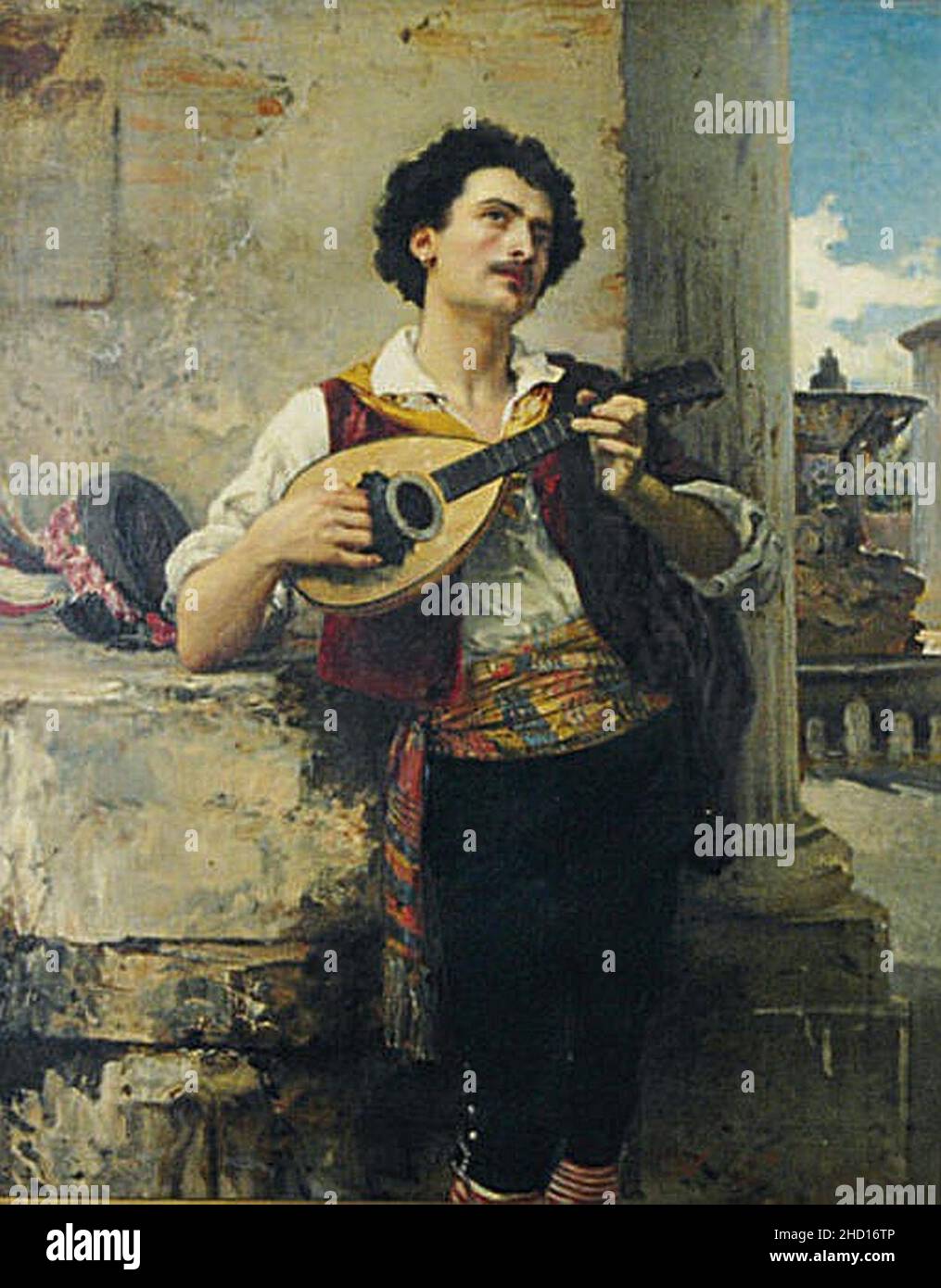 Roberto Bompiani - The mandoline player Stock Photo - Alamy