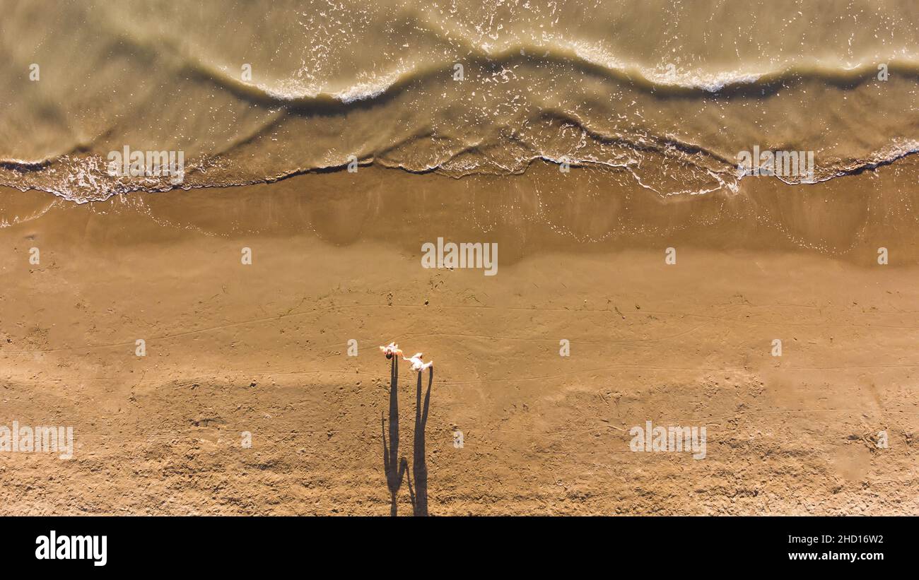 Aerial view of sandy beach and waves Stock Photo - Alamy