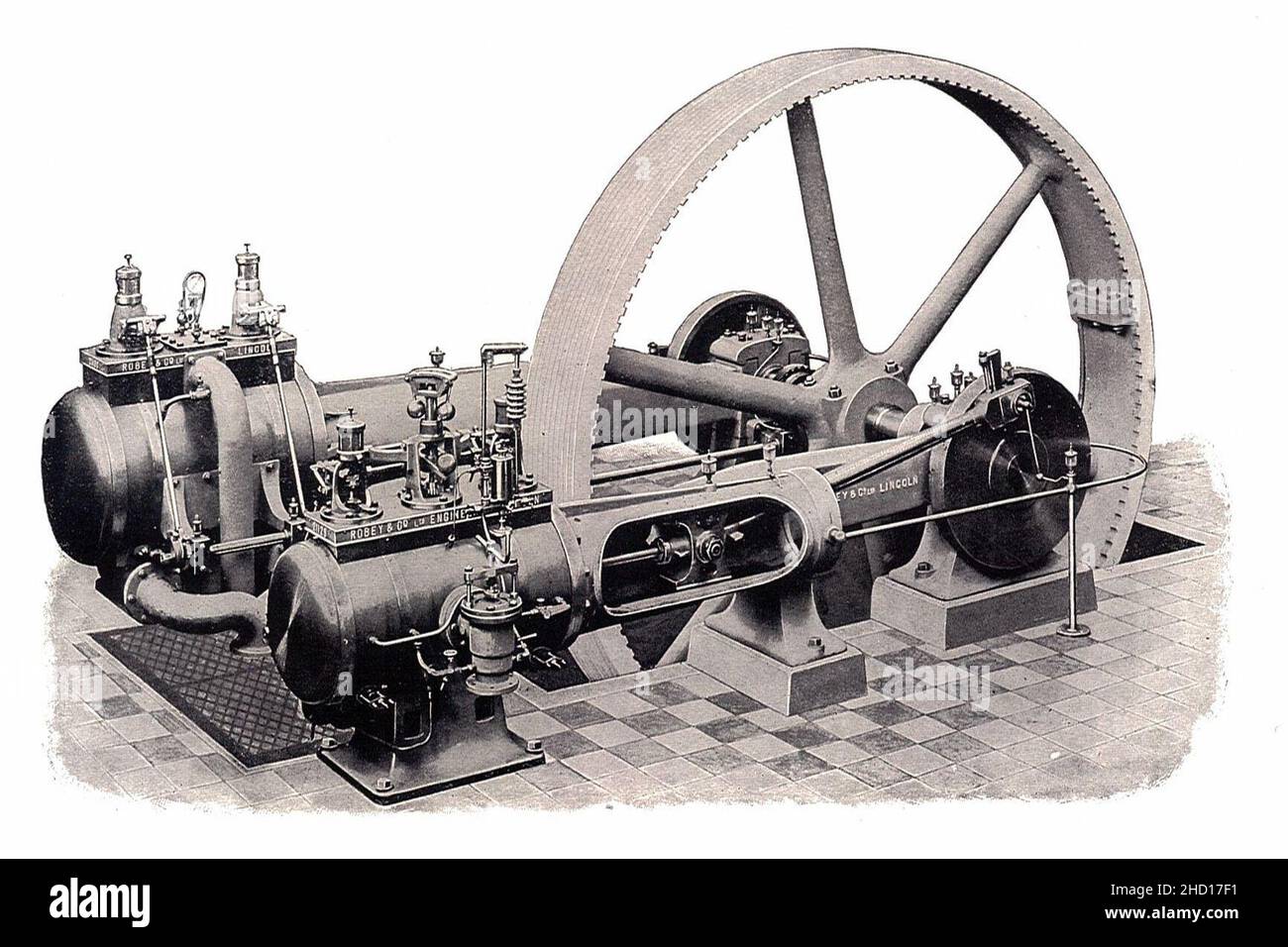 Robey horizontal cross-compound drop valve mill engine (Rankin Kennedy, Modern Engines, Vol IV ...