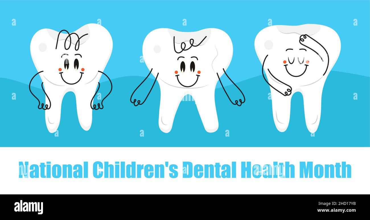 Children's Dental Health Awareness Month in February concept vector ...