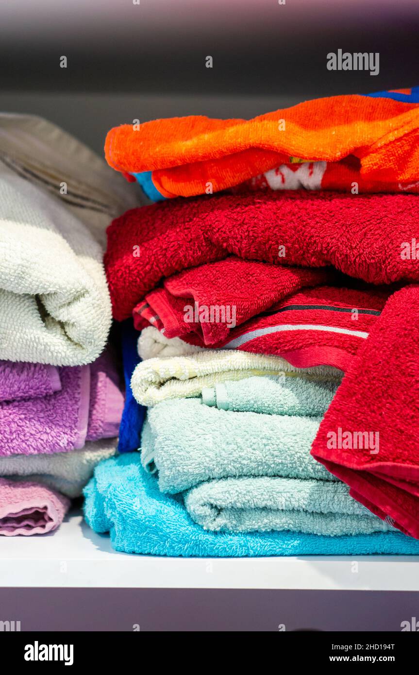 Stack of bath towels hi-res stock photography and images - Alamy
