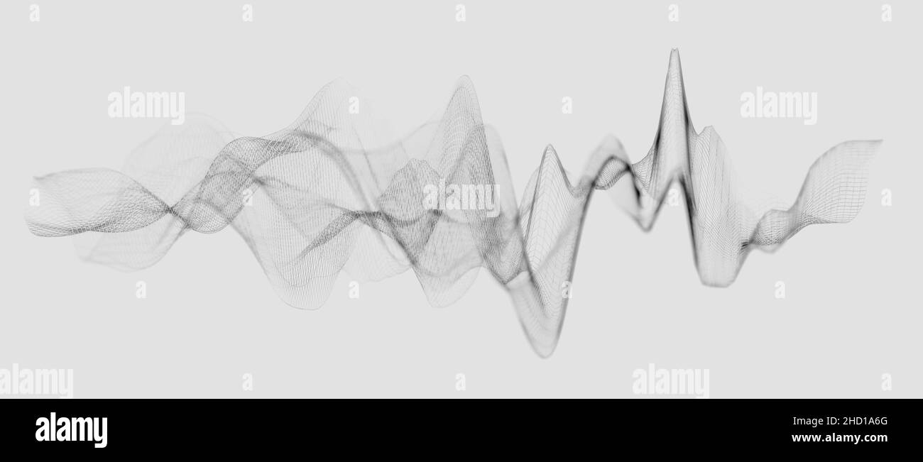 Abstract Dark Wireframe Waveform Or Polygonal Structure On White Background Visualization Of