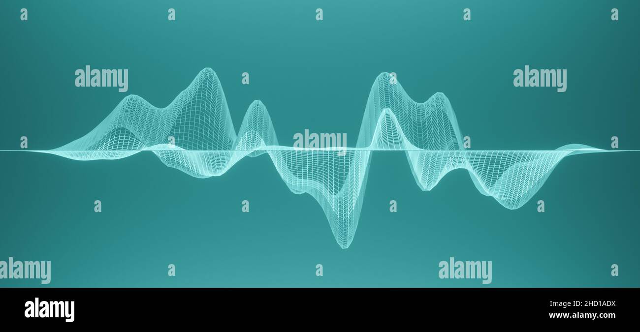 Abstract White Wireframe Waveform Or Polygonal Structure On Turquoise