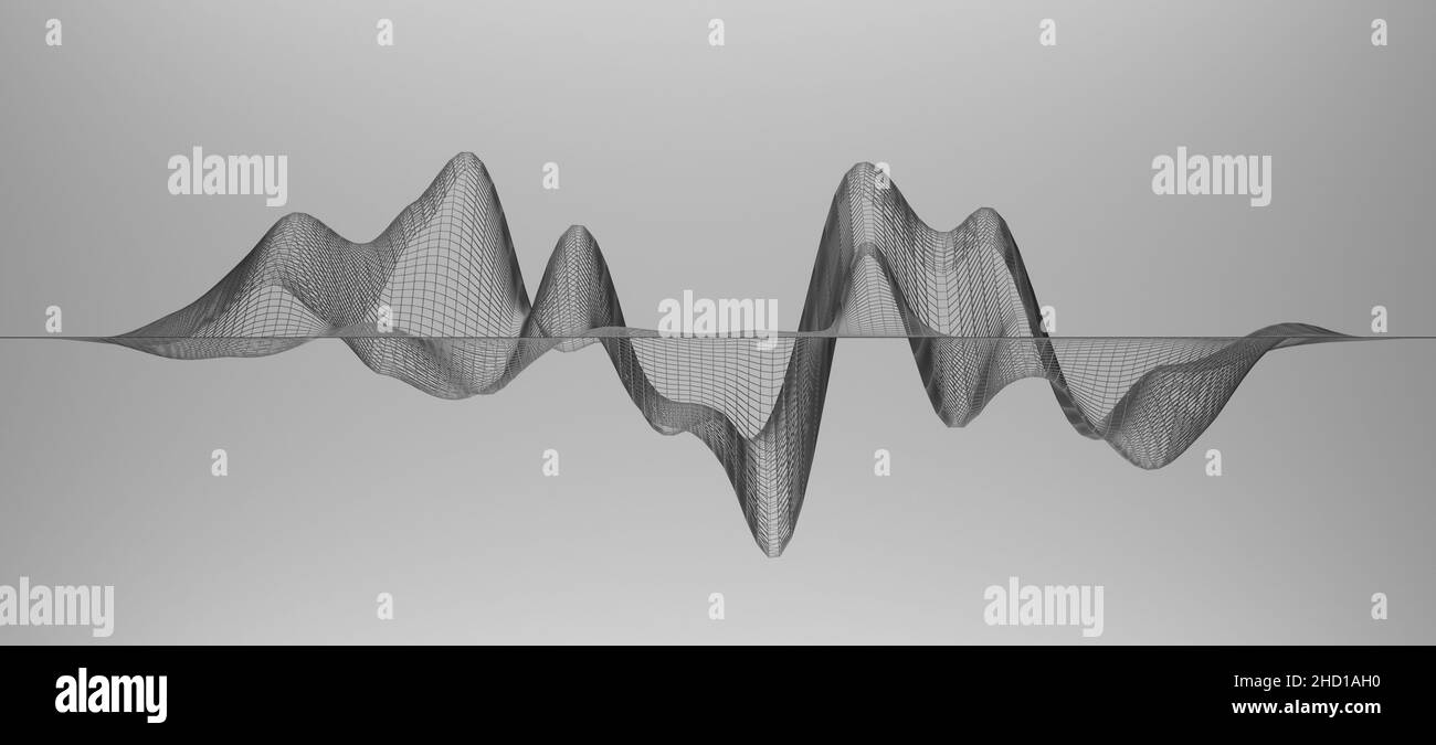 Abstract Dark Wireframe Waveform Or Polygonal Structure On Background Visualization Of Sound